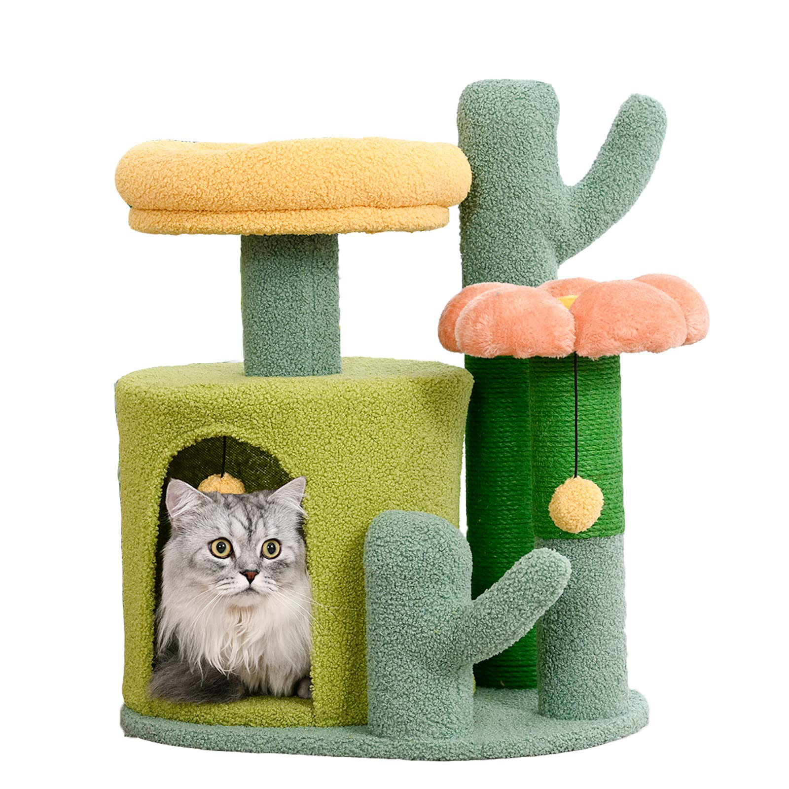 Corrigan Studio® Cat Apartment, Cute Cactus Cat Tree With Multi ...