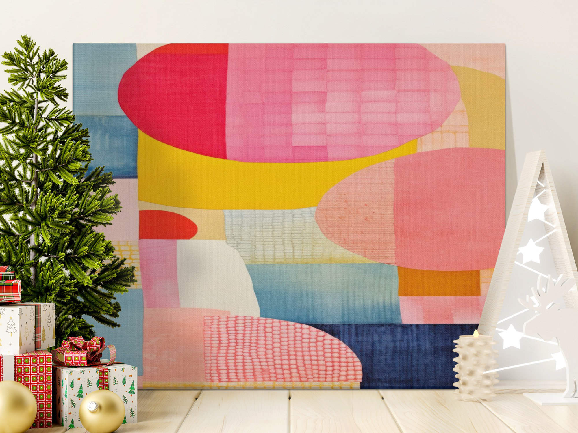 Lark Manor Abstract Shapes Canvas Wall Art, Modern Geometric Print ...