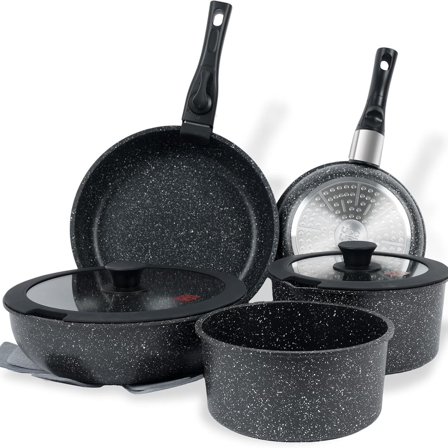 BN-LINKKL Pots And Pans Set Non Stick, 11Pcs Detachable Handle Pots And ...