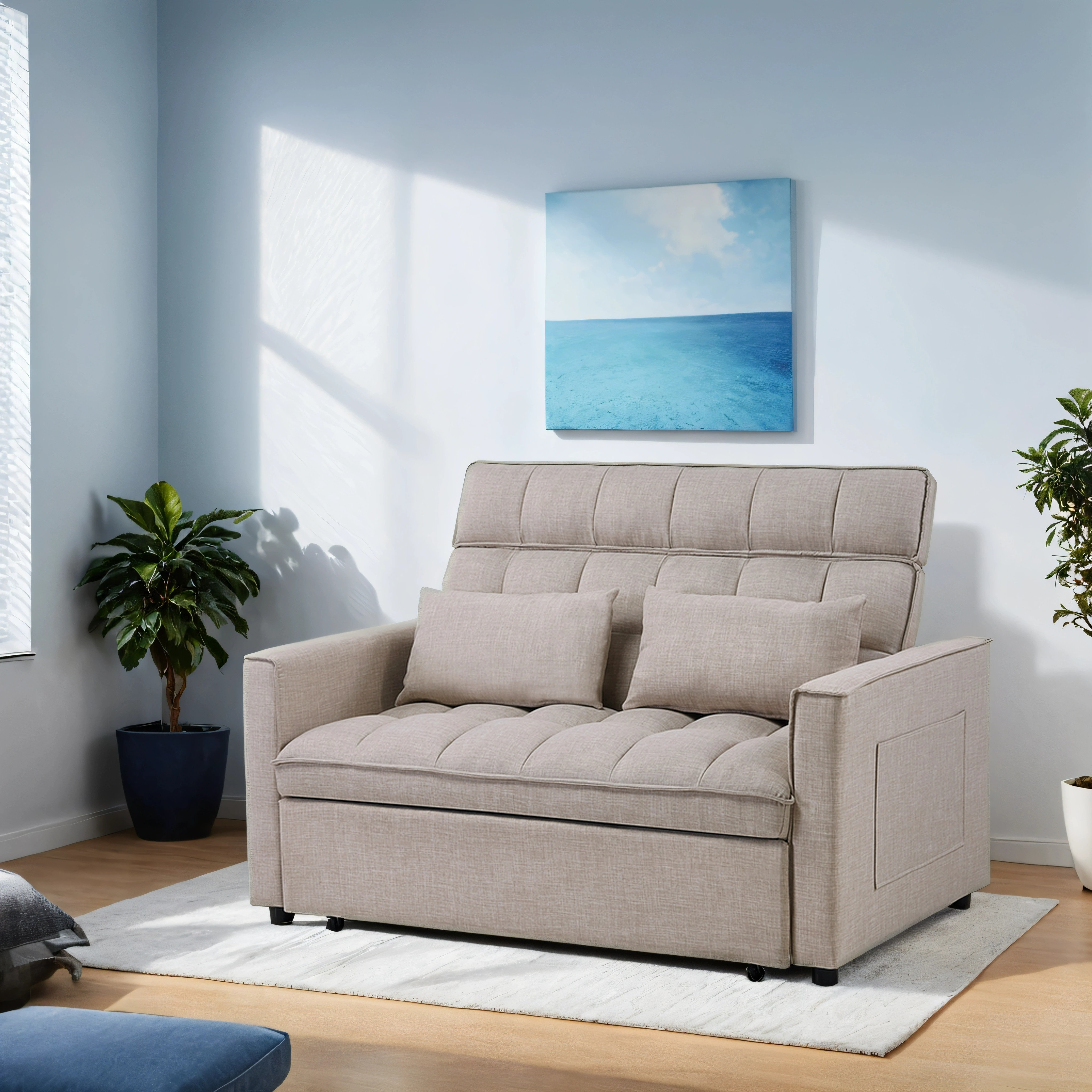 Inbox Zero Musielak Upholstered Office Reception Sofa Bed With Piped ...