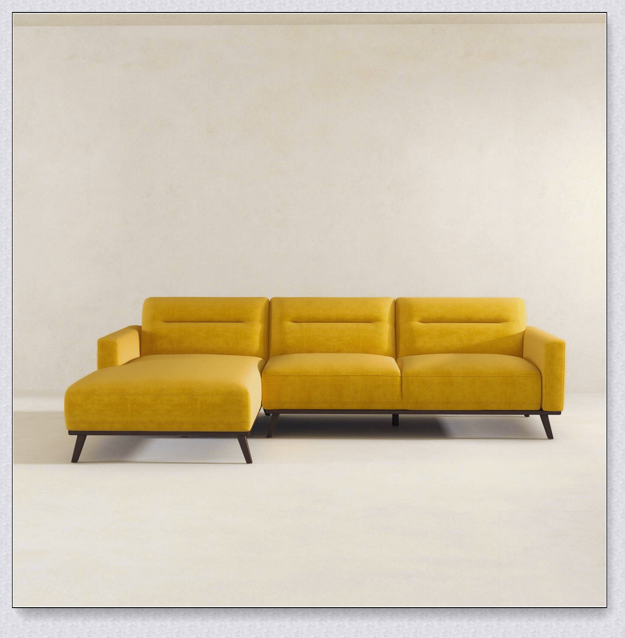 Corrigan Studio® Ella L-Shaped Dark Yellow Linen Left Sectional Couch ...