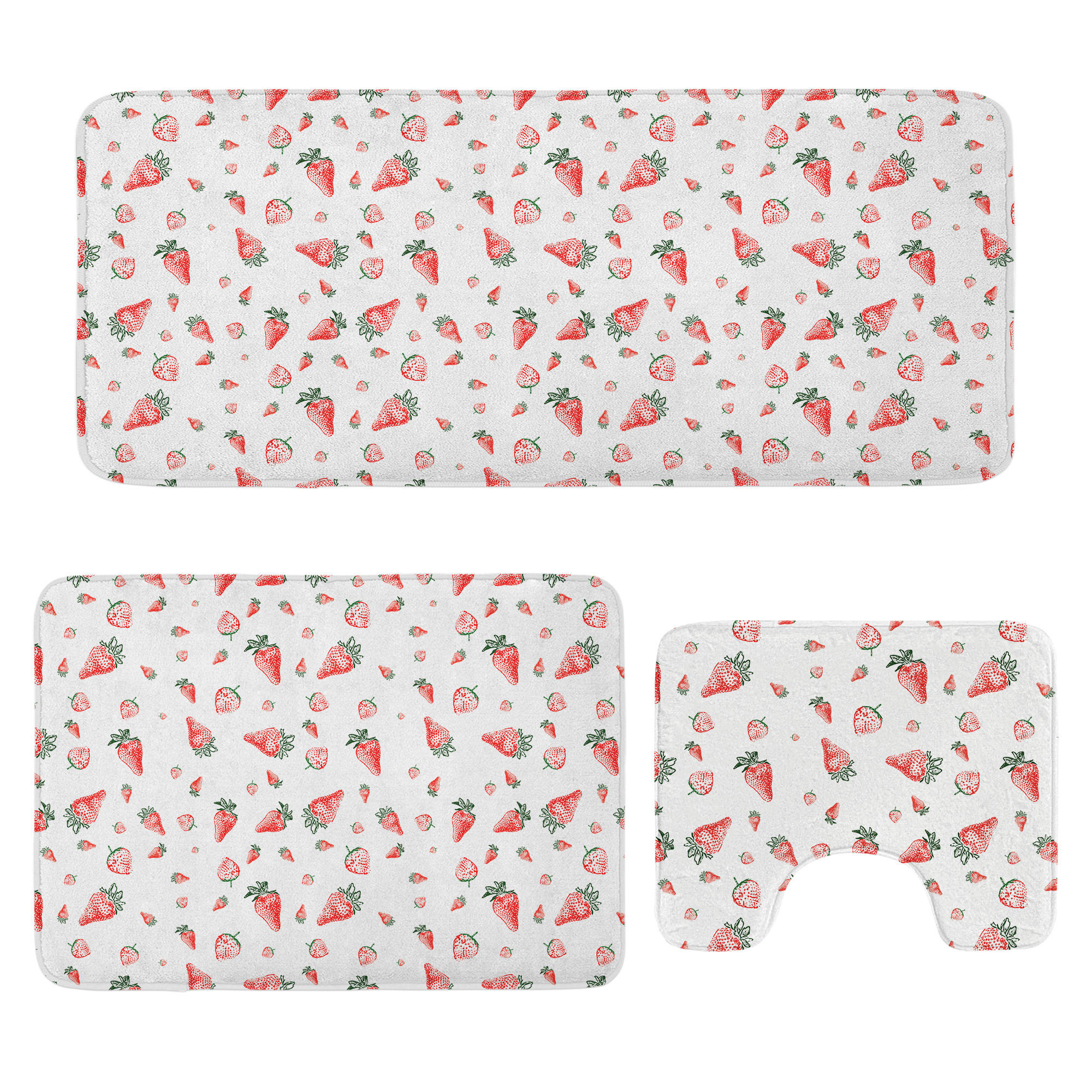 East Urban Home Strawberry Bathroom Rug Set 3 Pieces U-Shape ...