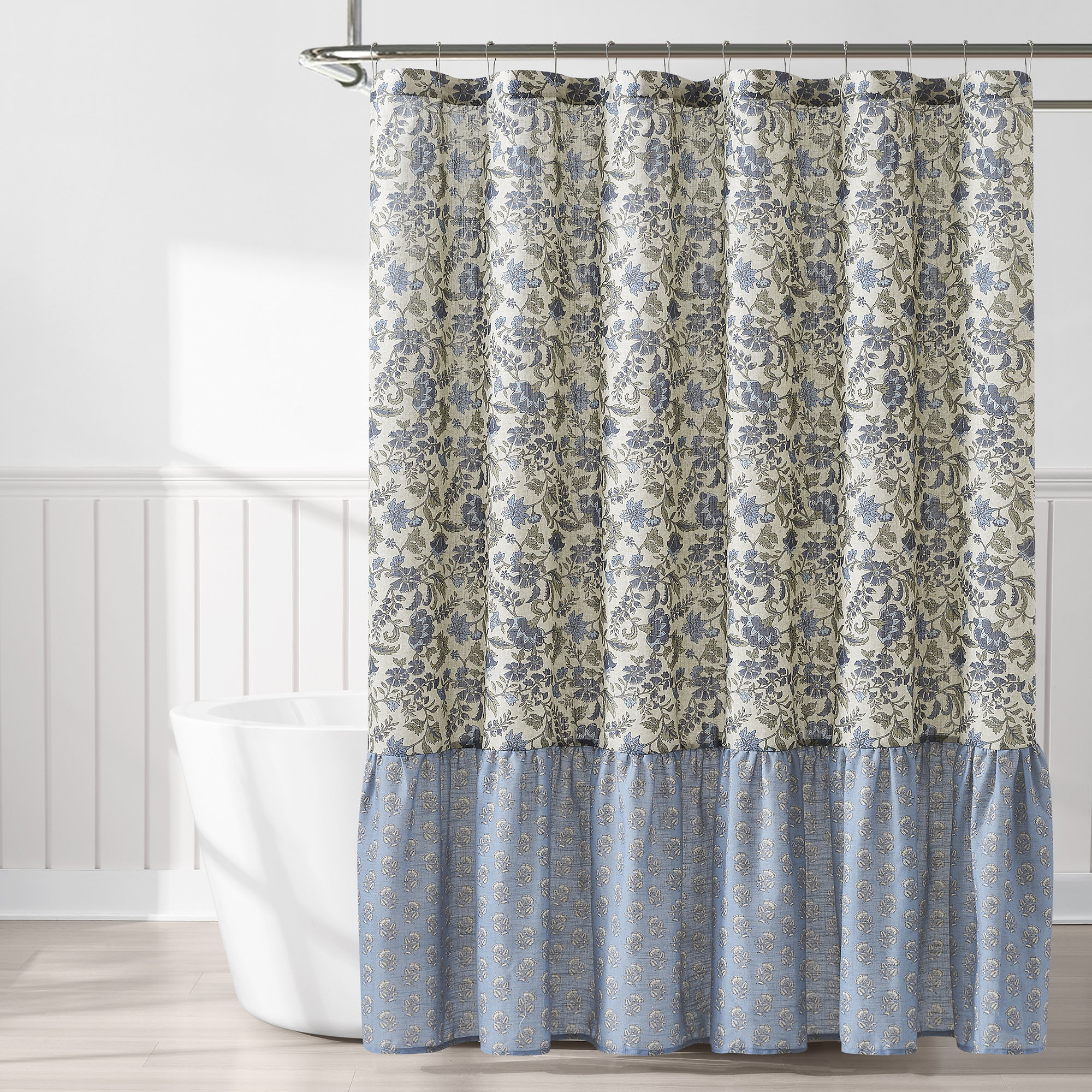 Special Edition by Lush Decor Lillian Block Print Linen Textured Shower ...
