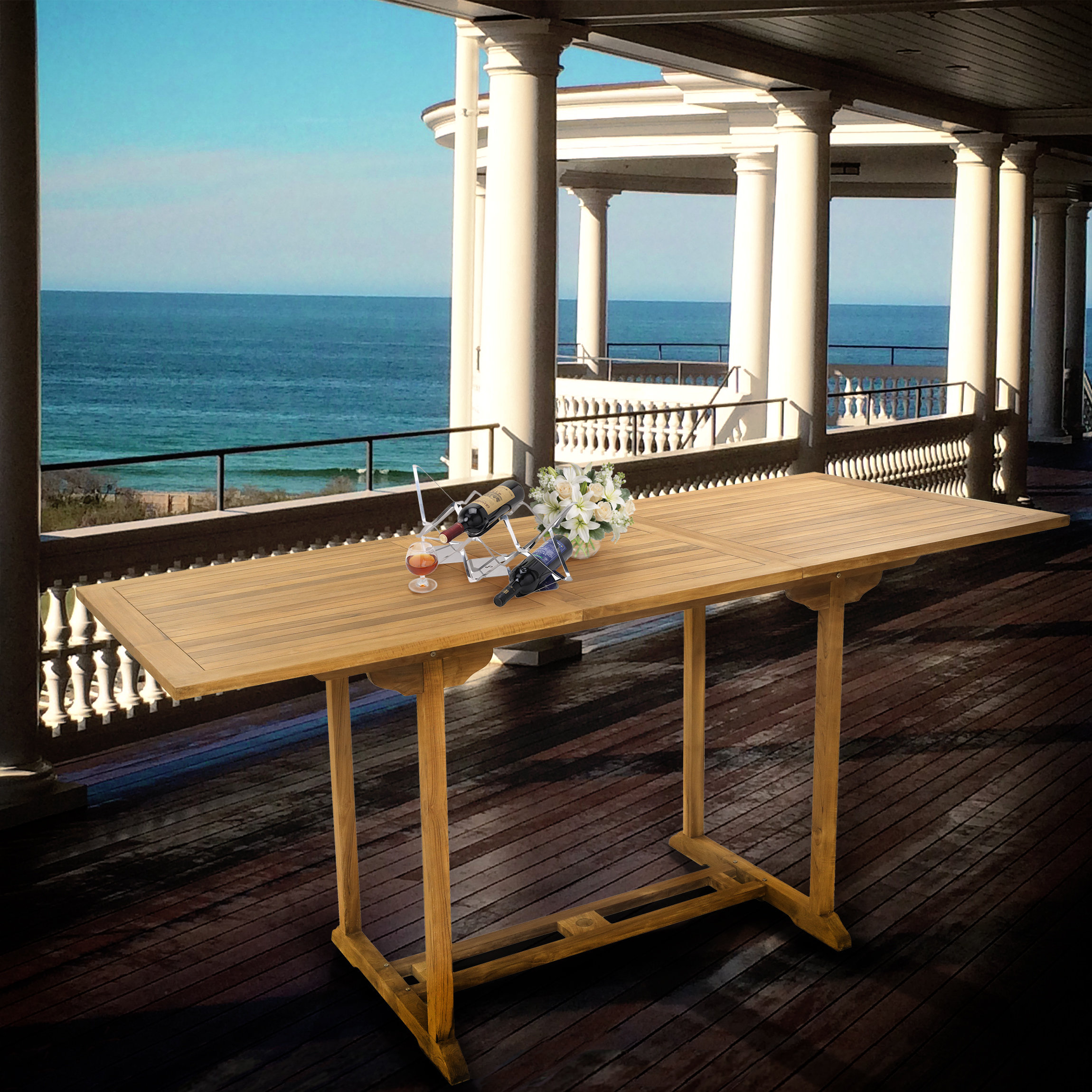 Chic Teak Extendable Teak Bar Table | Wayfair