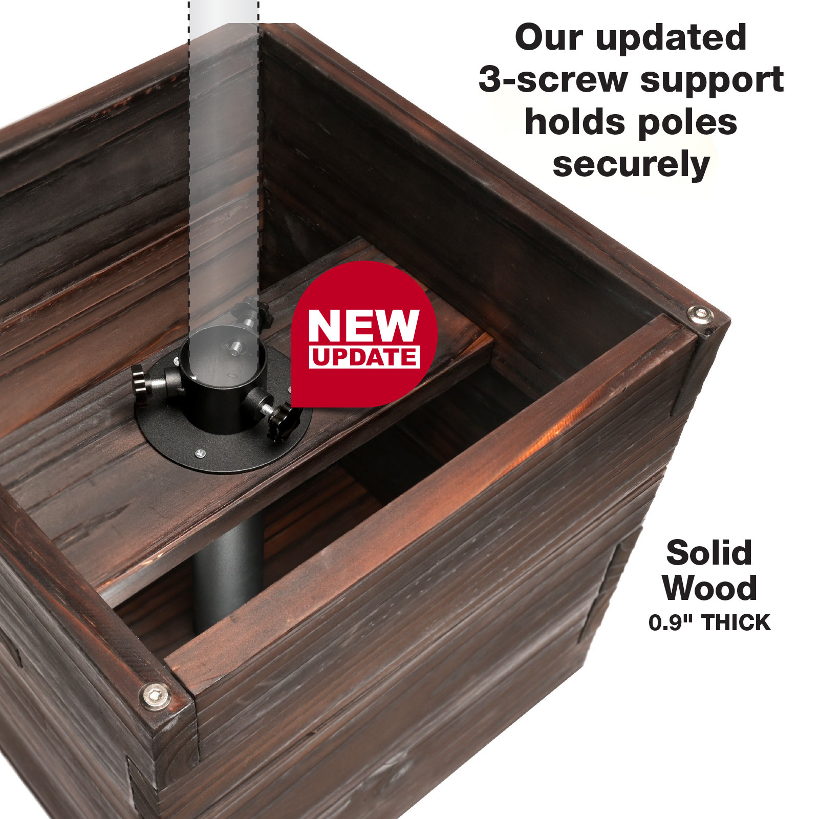 Union Rustic Ilerioluwa Wooden Planter Box with String Light Pole ...