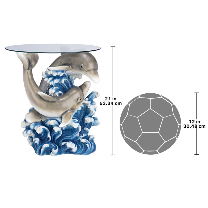 Design Toscano Dolphin Cove Sculptural Glass Side Table & Reviews | Wayfair