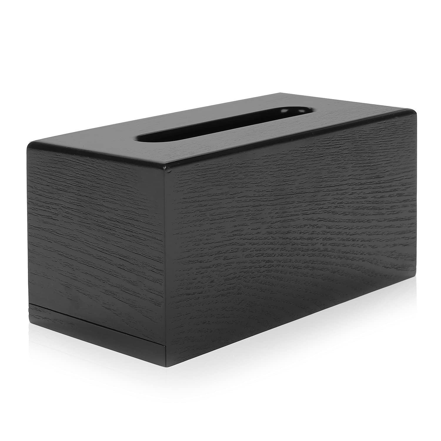 Hokku Designs Modern Black Wood Grain Refillable Bathroom Tissue Box ...