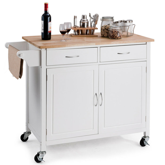 Highland Dunes Omeara Solid Wood Kitchen Cart & Reviews | Wayfair