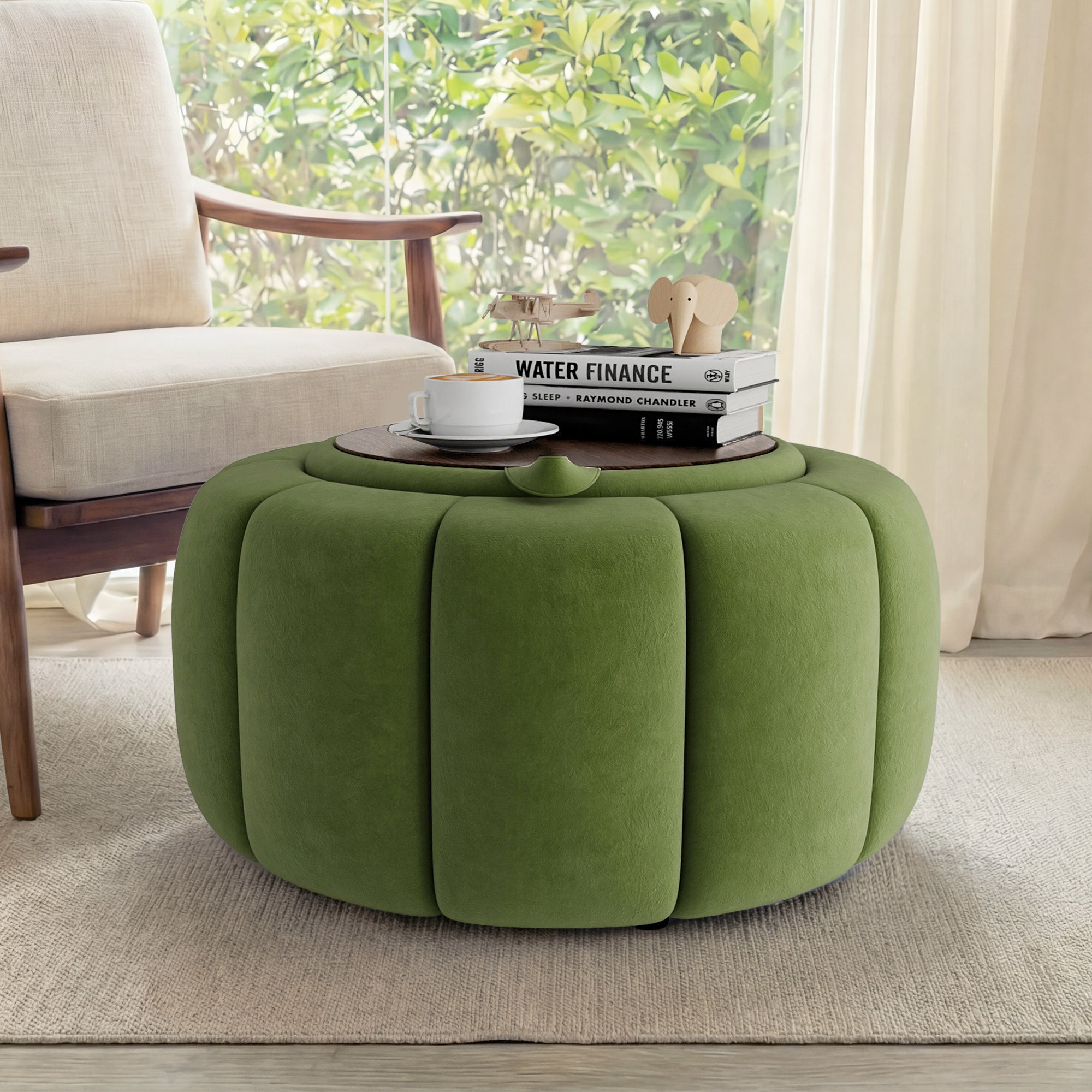 Wrought Studio™ 27.5'' Upholstered Round Storage Ottoman & Reviews ...