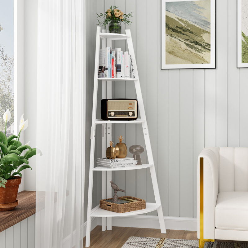 Zipcode Design™ Azariah 5-Tier Iron Corner Shelf, Freestanding Ladder ...