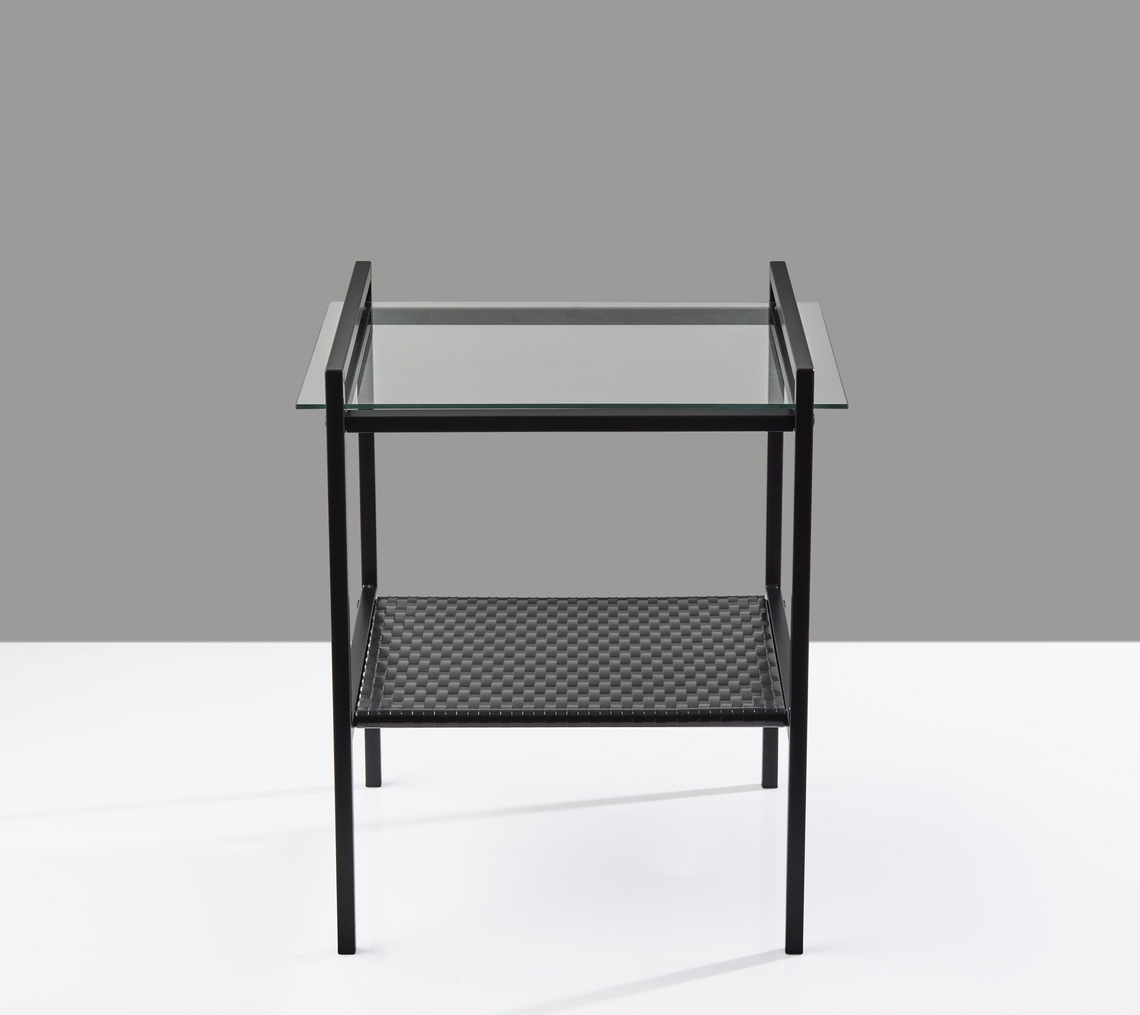 Ebern Designs Gaeton Glass Top End Table with Storage | Wayfair