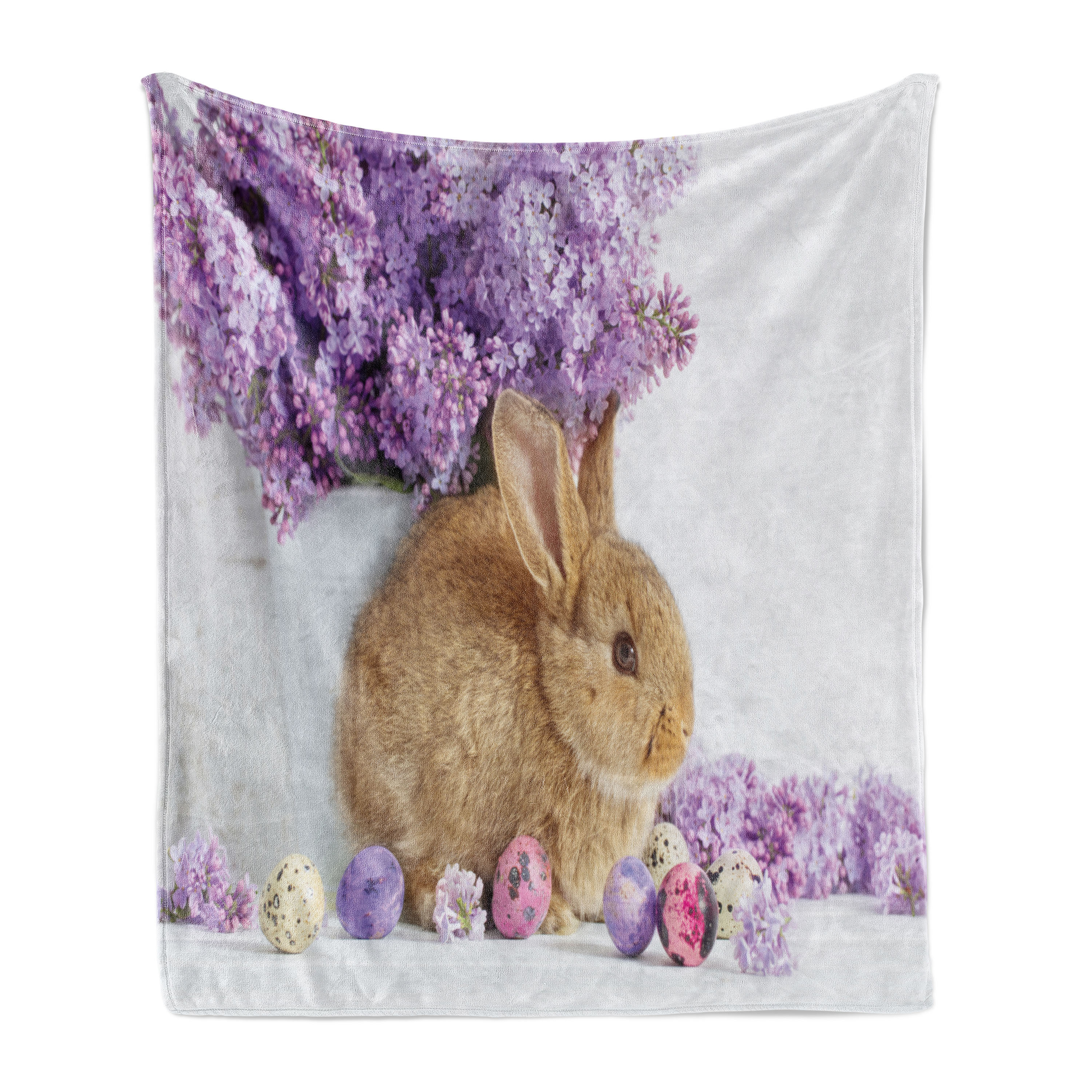 Ambesonne Easter Bunny Fleece Throw Blanket Rabbit Photo Multicolor ...