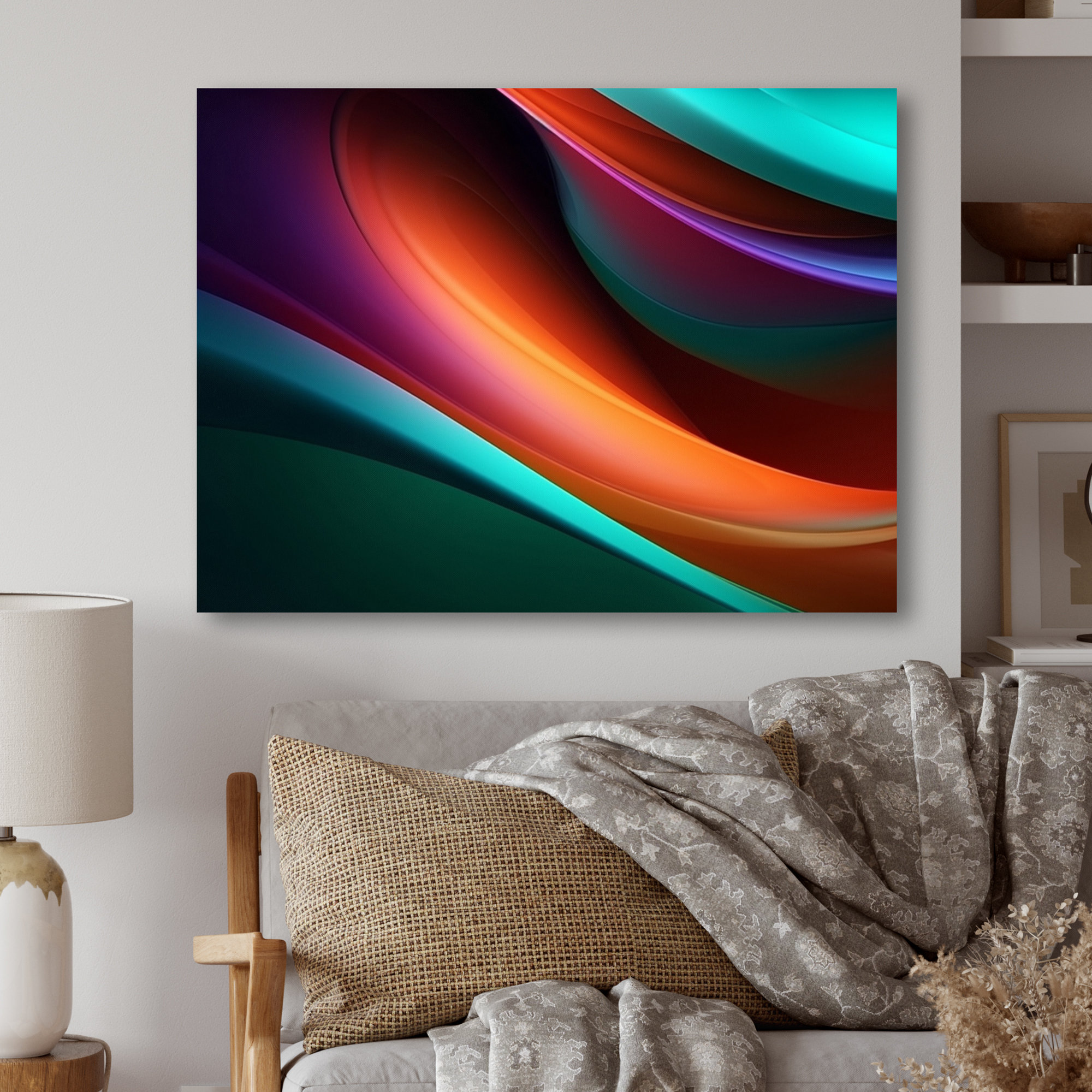 Wrought Studio™ Orange Purple Spectral Currents - Fractals Print on ...