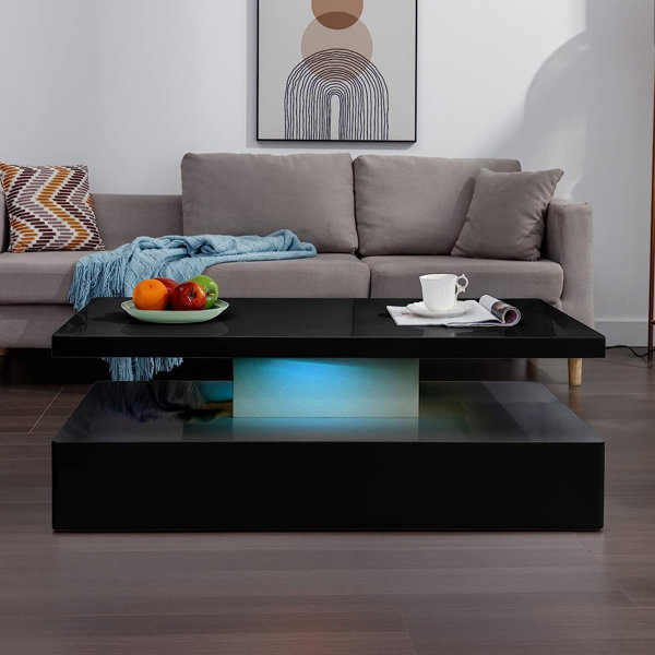 Ivy Bronx Tabu Modern LED Coffee Table with 12 Colors Lights, Living ...