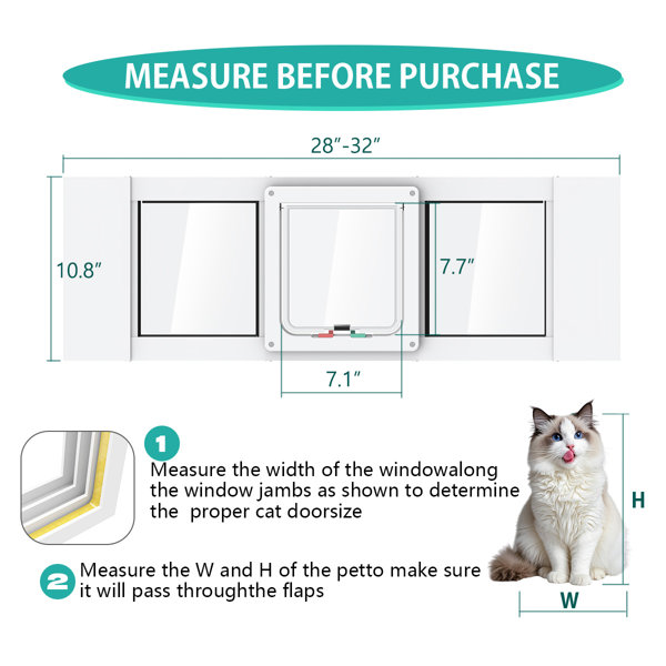 Ulifemate Aluminum Cat Door For Windows: Magnetic Suction Design ...
