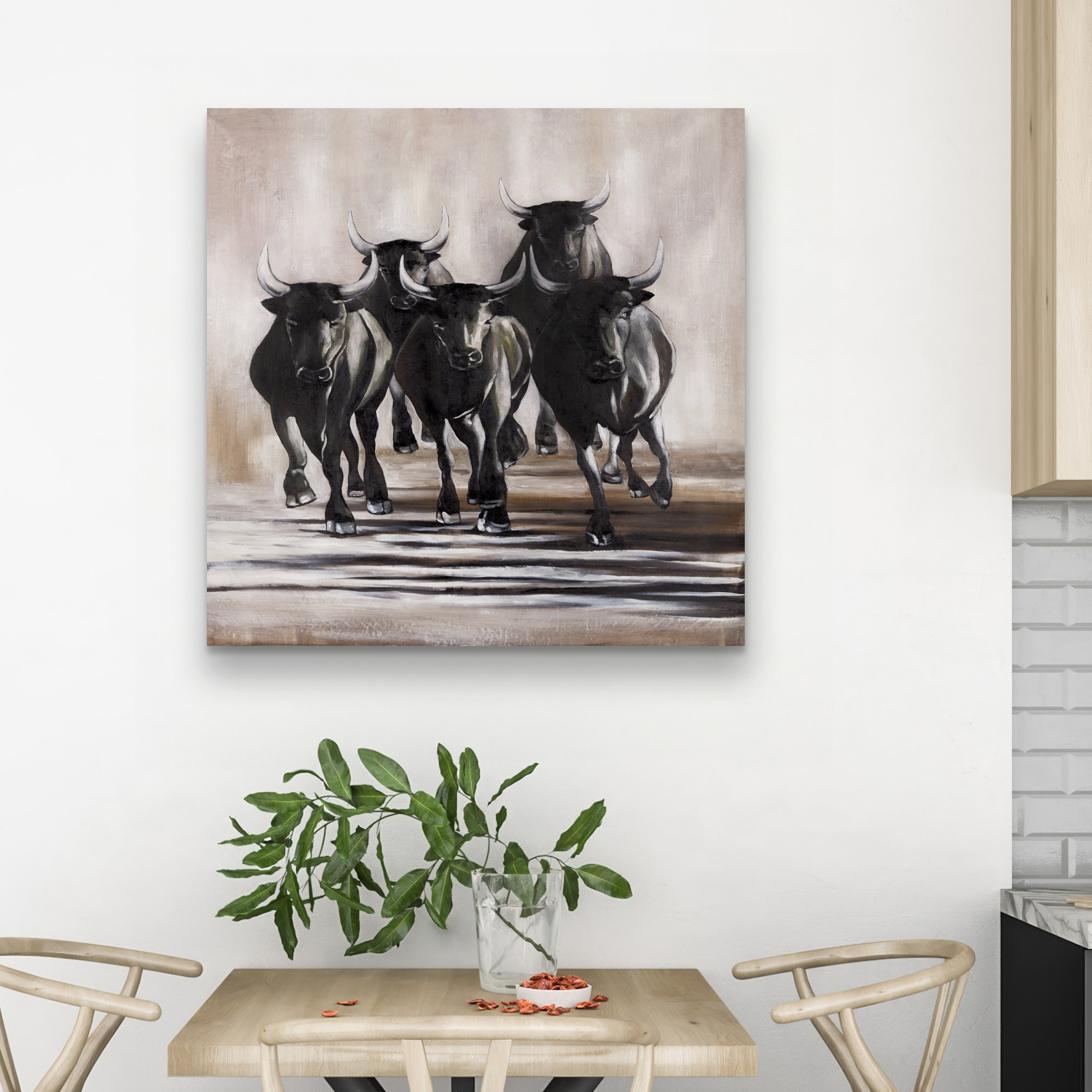 Begin Edition International Inc. Group of running bulls - 32"x32" art ...