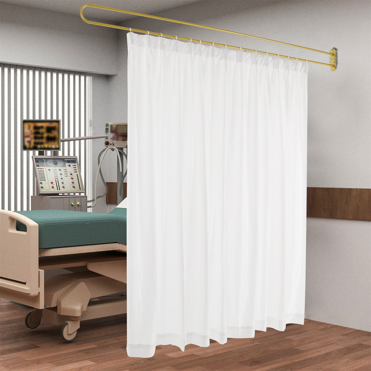 Everly Quinn Partition Curtain With U-Shape Tube(Gold) | Wayfair