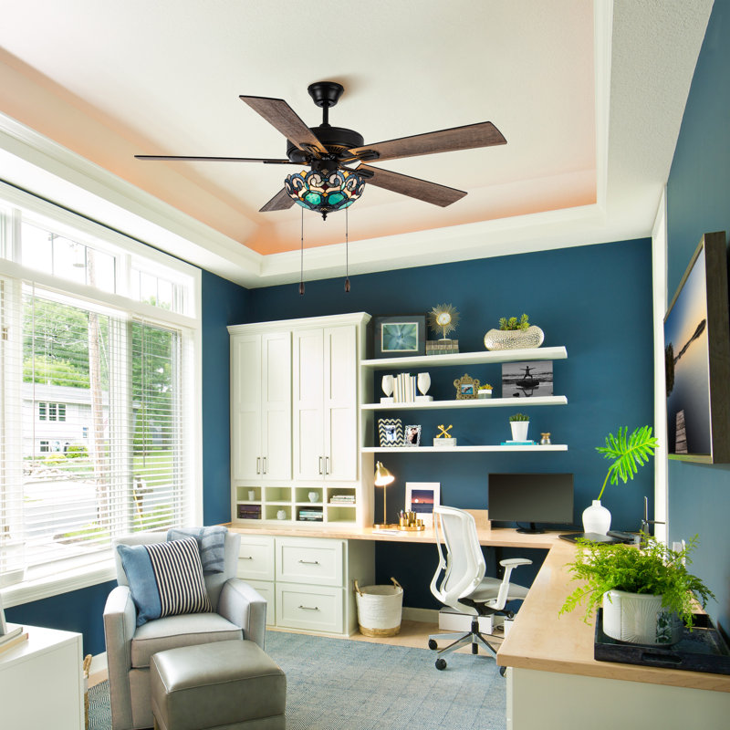 Lark Manor™ 52" W Aramys 5-Blade Remote Controlled Ceiling Fan Tiffany ...