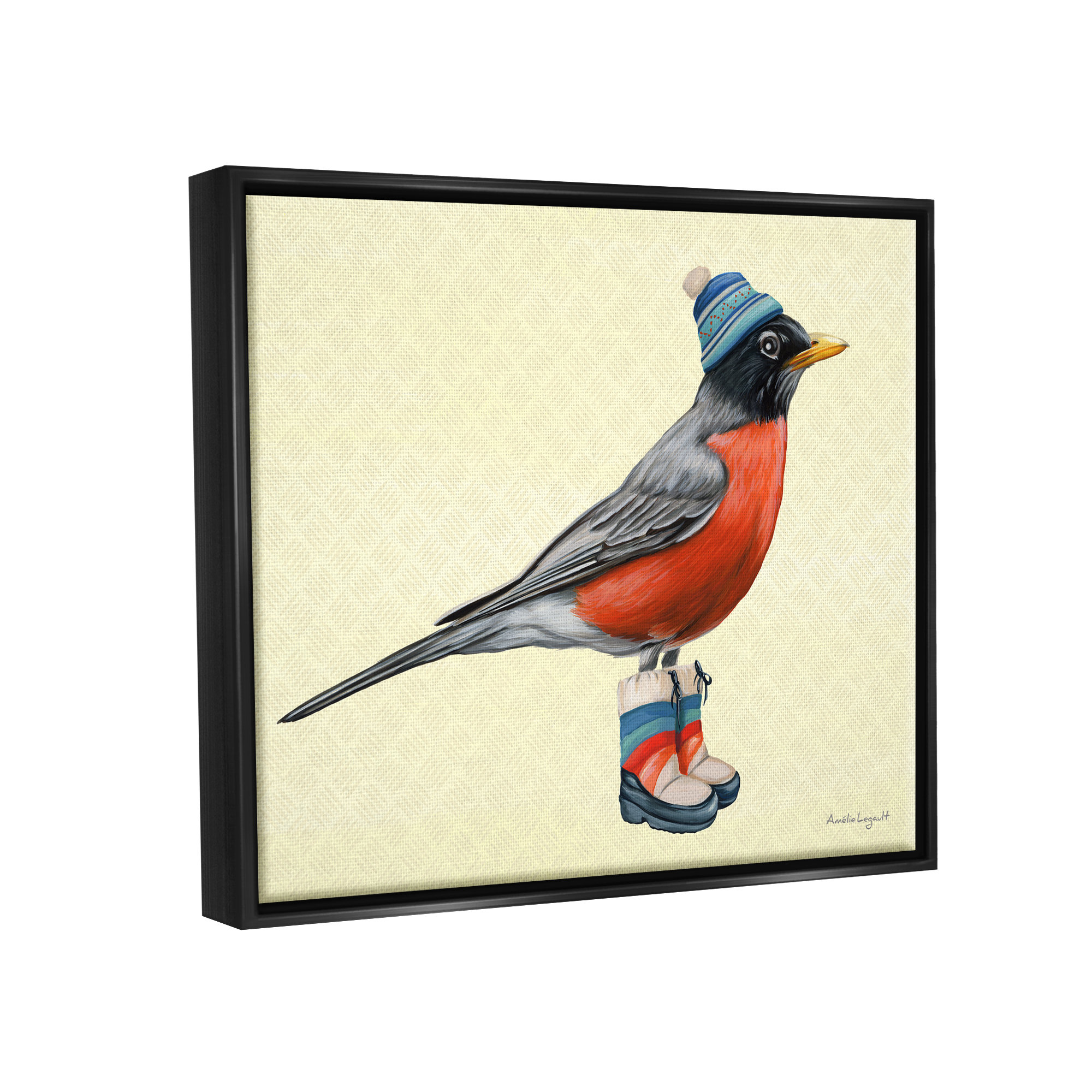 Stupell Industries Robin Cozy Winter Boots Hat Yellow Hatched Pattern ...