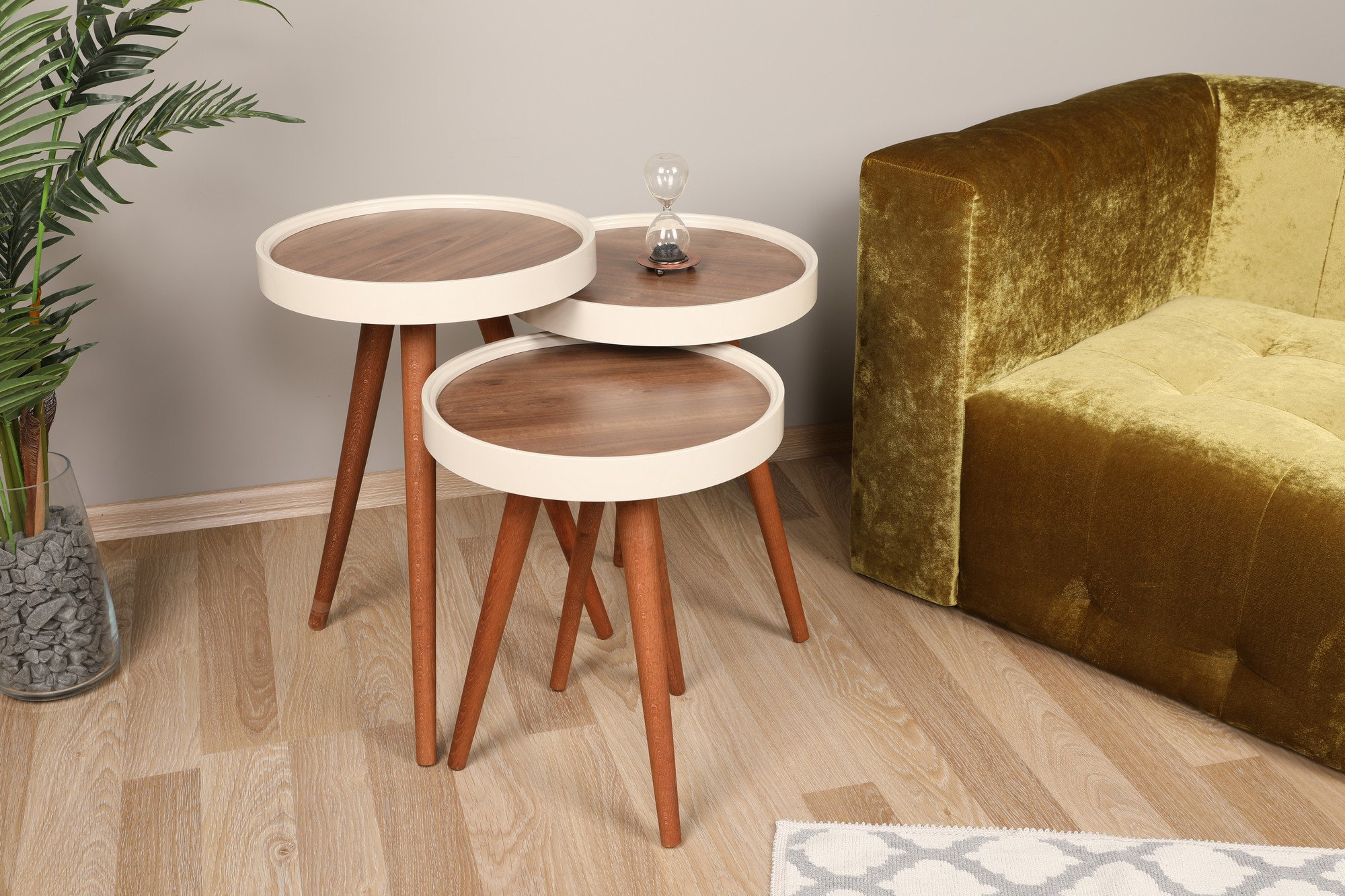 East Urban Home Glass Tray Top 3 Legs Nesting Tables | Wayfair