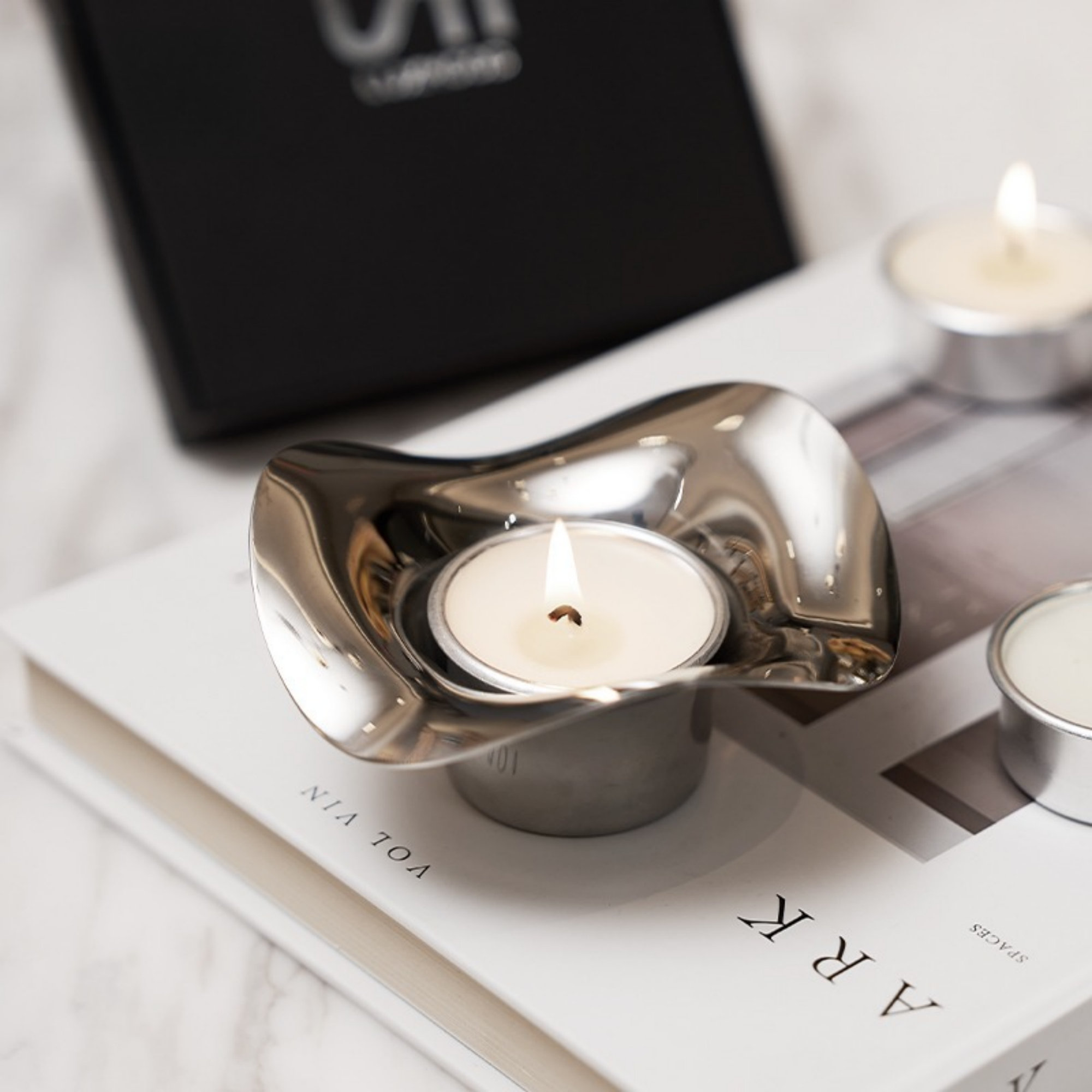 Orren Ellis Lunar Petals Candelabrum - Sculptural Poetry In Stainless Steel For Aromatic ...