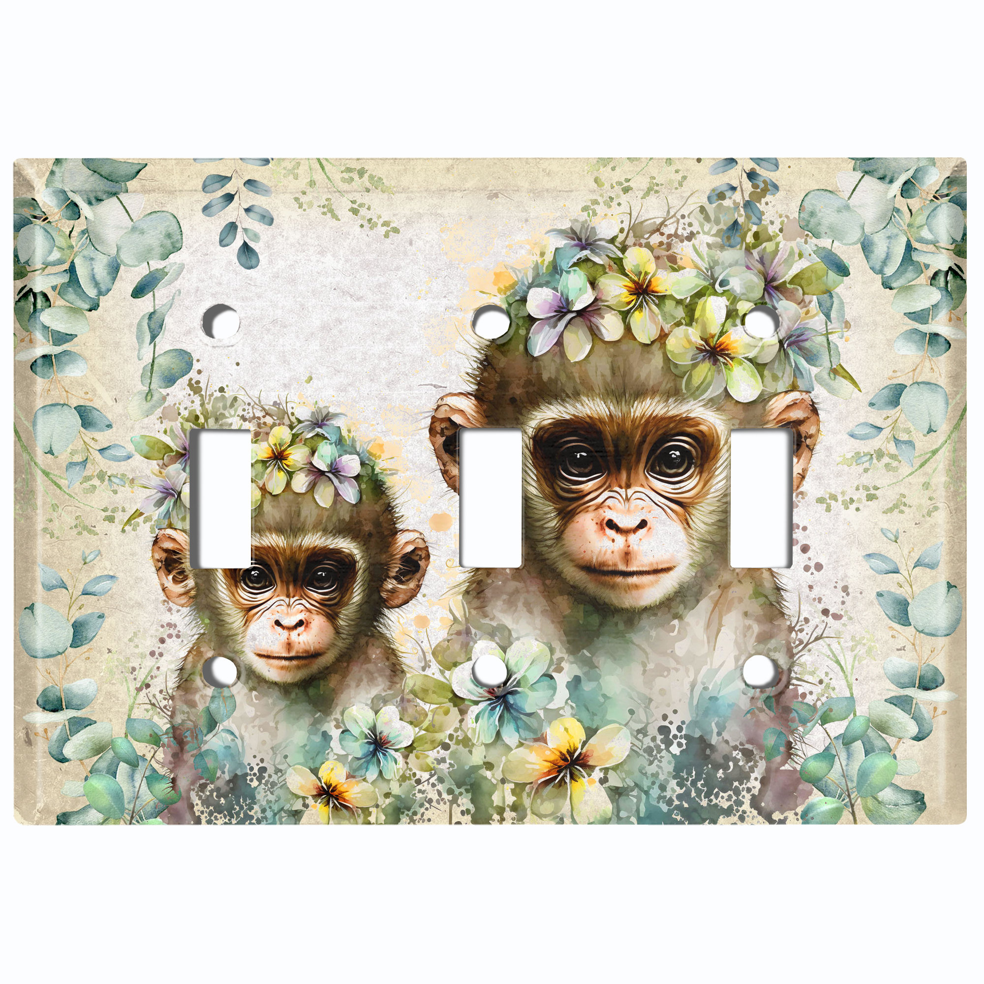 WorldAcc Metal Light Switch Plate Outlet Cover (Cute Monkey Animal ...