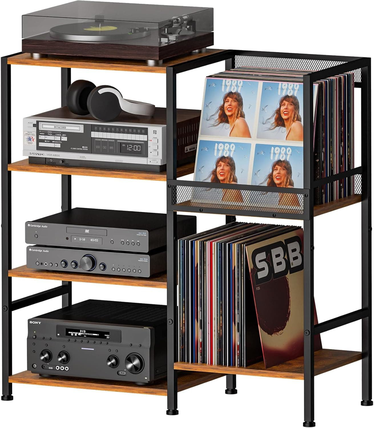 Ivy Bronx Vinyl Record Player Stand With Storage For 200+ Albums, Multi ...