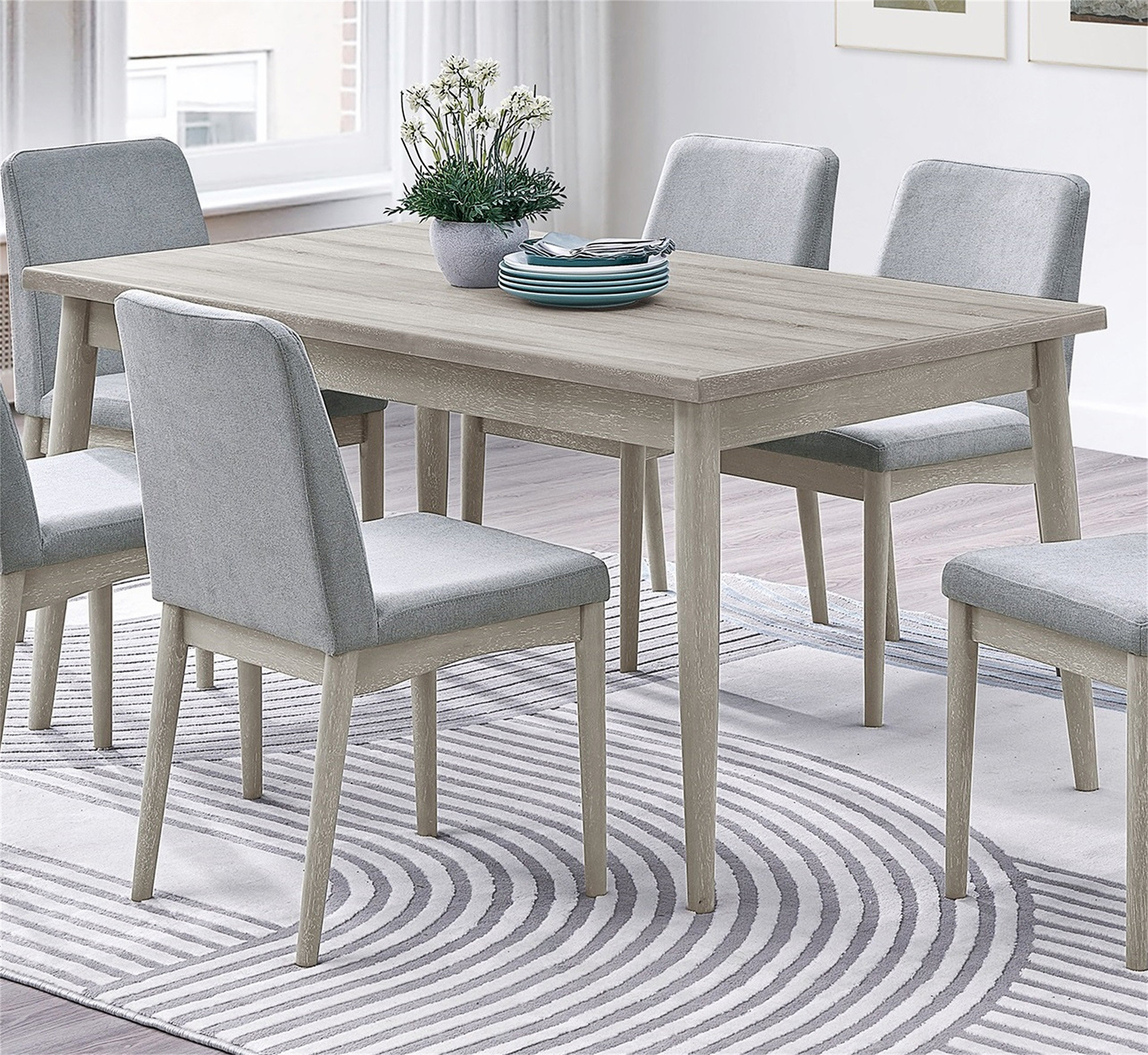 Gracie Oaks Natural Wood Grain Colour Dining Table Rectangle Dining ...