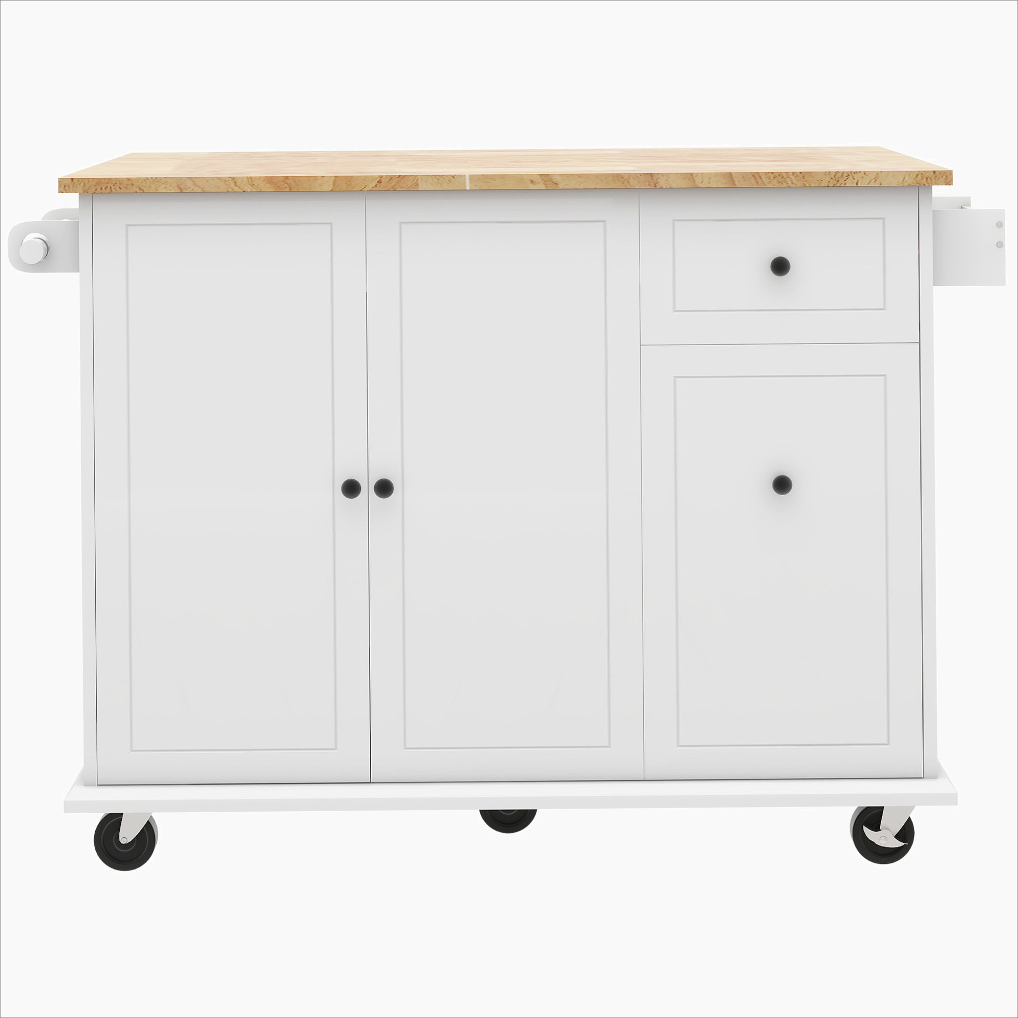 Winston Porter Kitchen Island with Drop Leaf, Kitchen Cart on Wheels ...