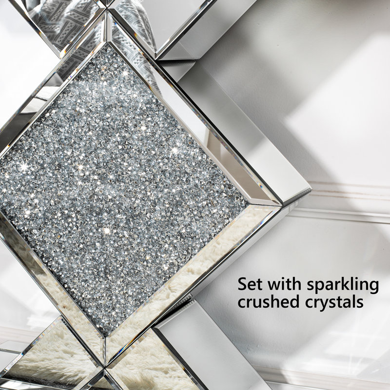 Everly Quinn Amla 31.5" Mirrored Console Table With Glass Top Sofa ...