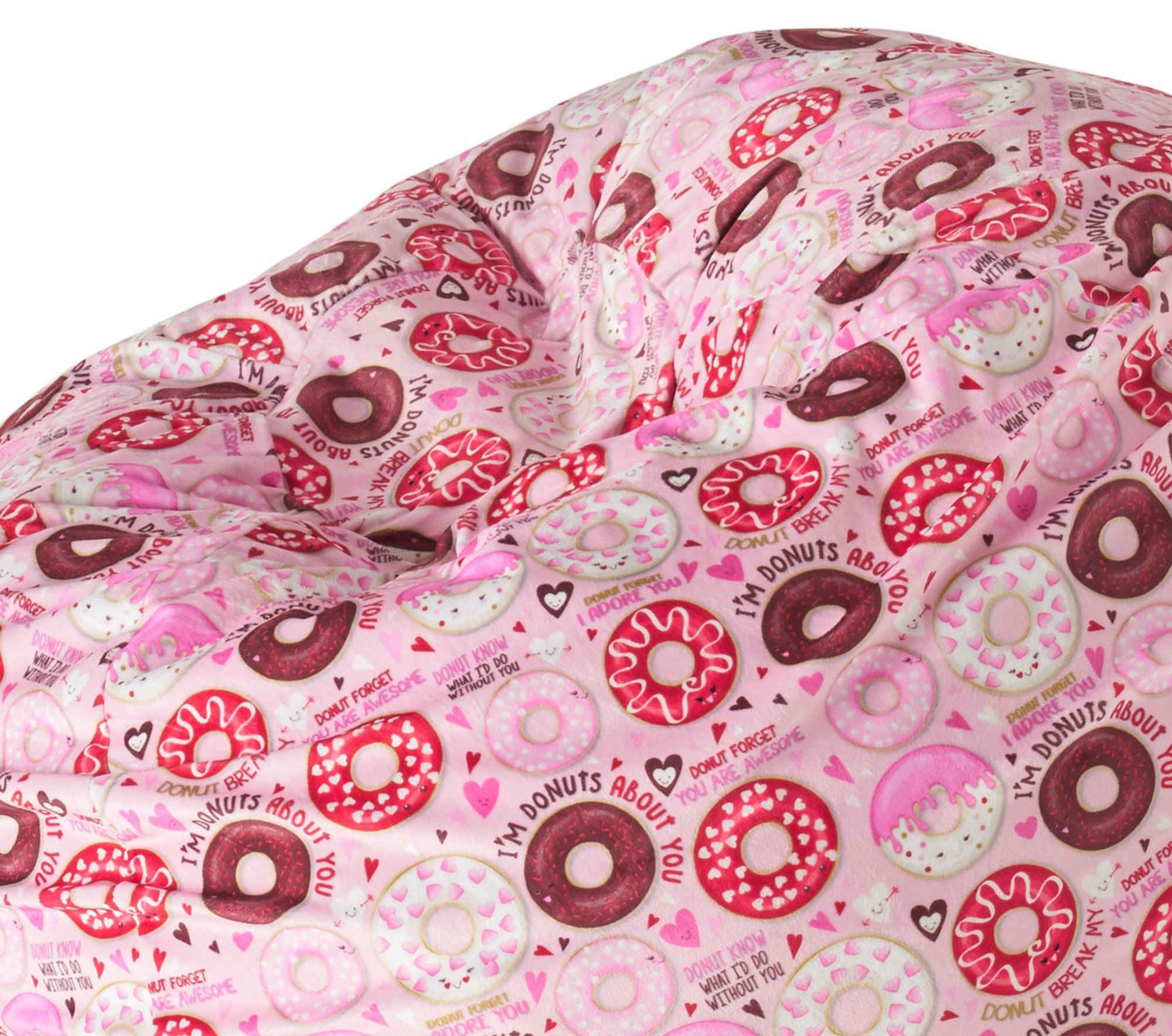 Trule Puff-Puff Rounded Bean Bag, Pink Donut Print | Wayfair