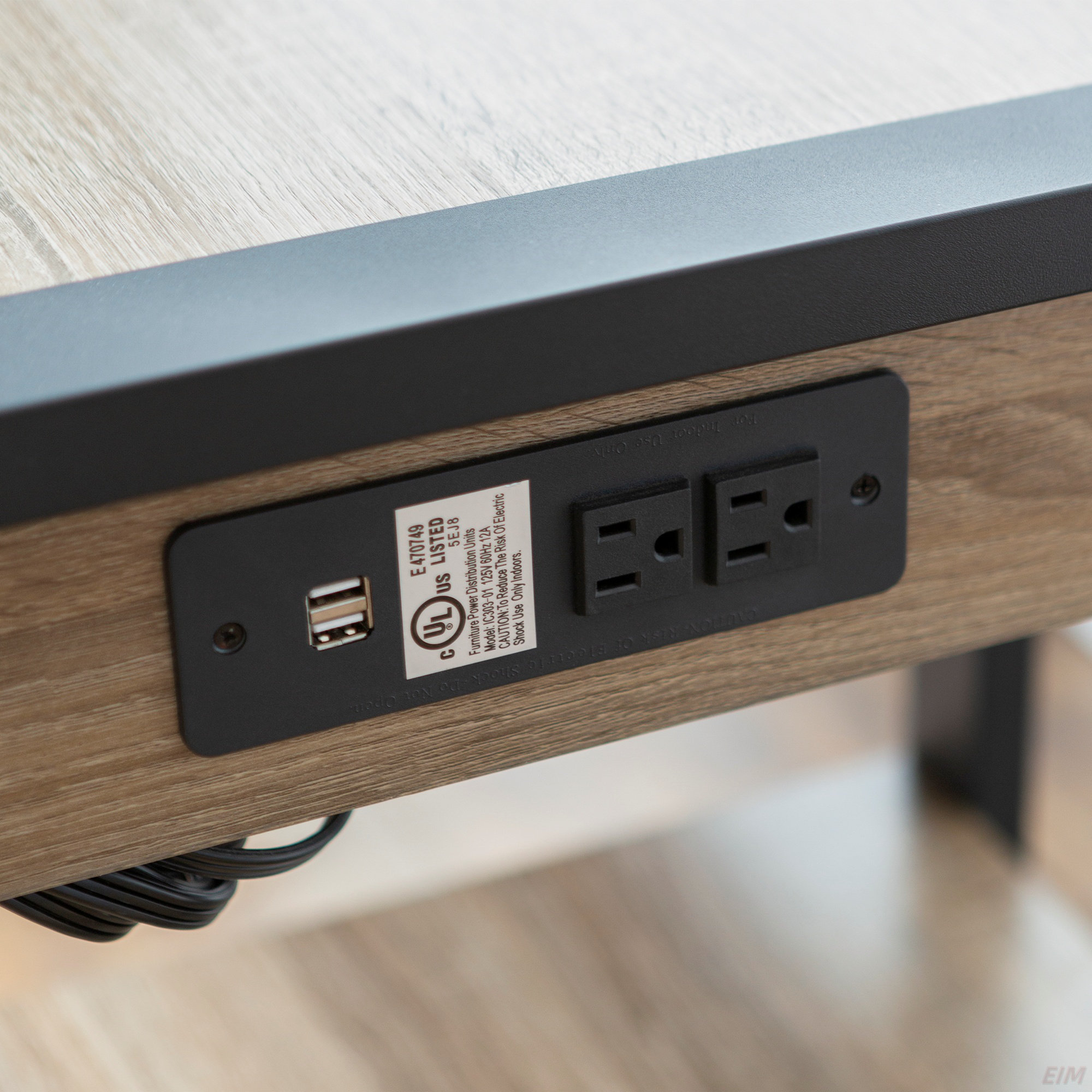 17 Stories Modern Metal And Wood Computer Desk With USB Ports (Desk ...