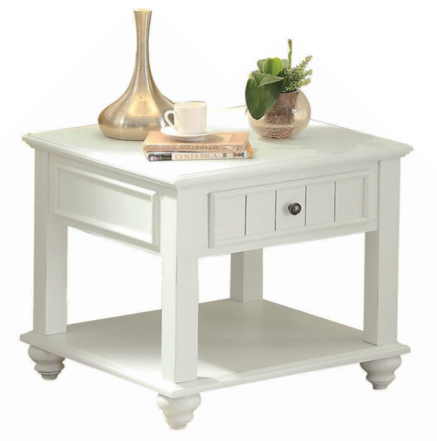 Canora Grey Washed End Table with Bottom Shelf Open Wooden End Table ...