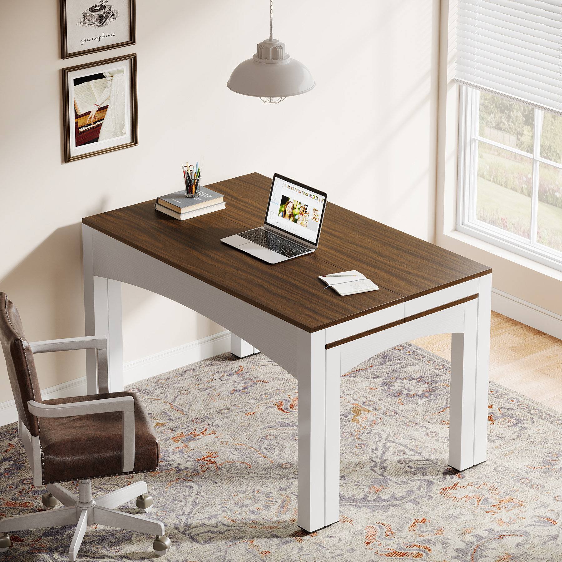 Ebern Designs 94.5" Extendable Double Writing Desk For 2 Person | Wayfair