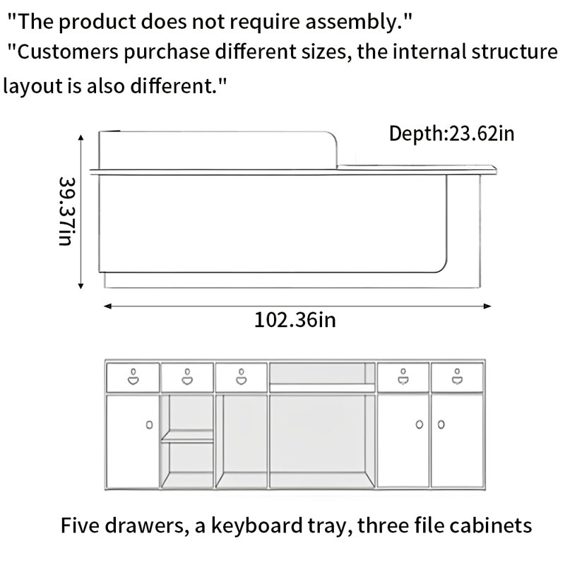 Artistic Soul XKX Premium Furniture Rectangular Modern Front Desk ...