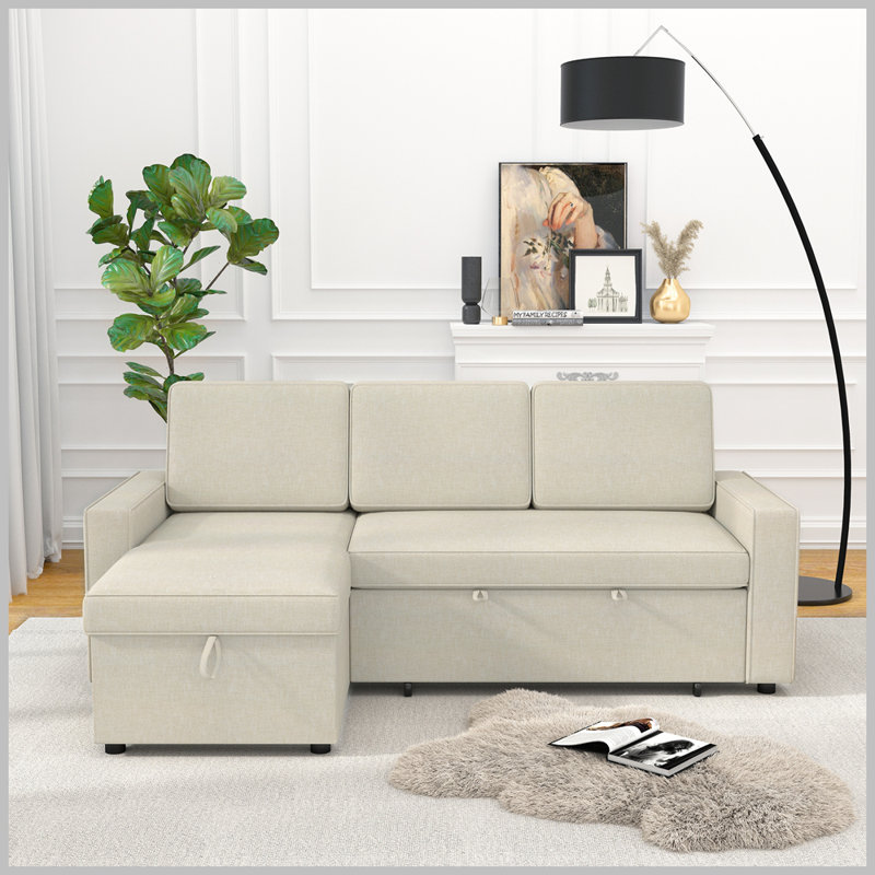 Latitude Run® Modern L-Shaped Couch Convertible Sofa Bed with Storage ...