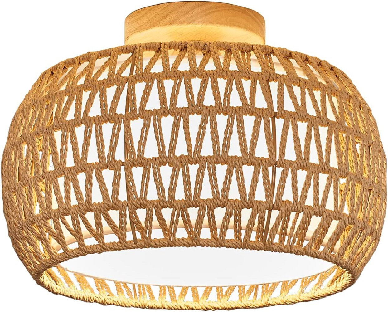 Bayou Breeze Rattan Ceiling Light Fixtures, Hand-Woven Boho Flush Mount ...