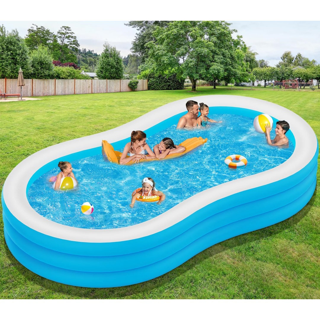 DESIGN SHOP BY SHELL Large Inflatable Pool – 145" X 74" X 22" Family ...