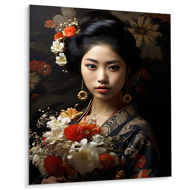 Latitude Run® Asian Art Geishas Grace V - Asian Metal Wall Decor ...