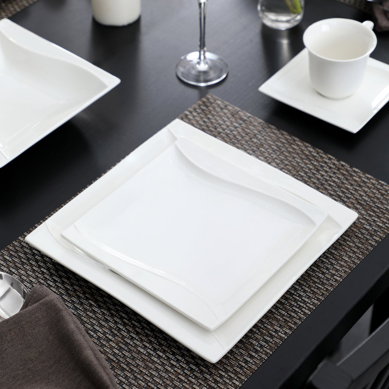 Latitude Run® Carina 30 Piece Fine Porcelain Square Dinnerware Set ...