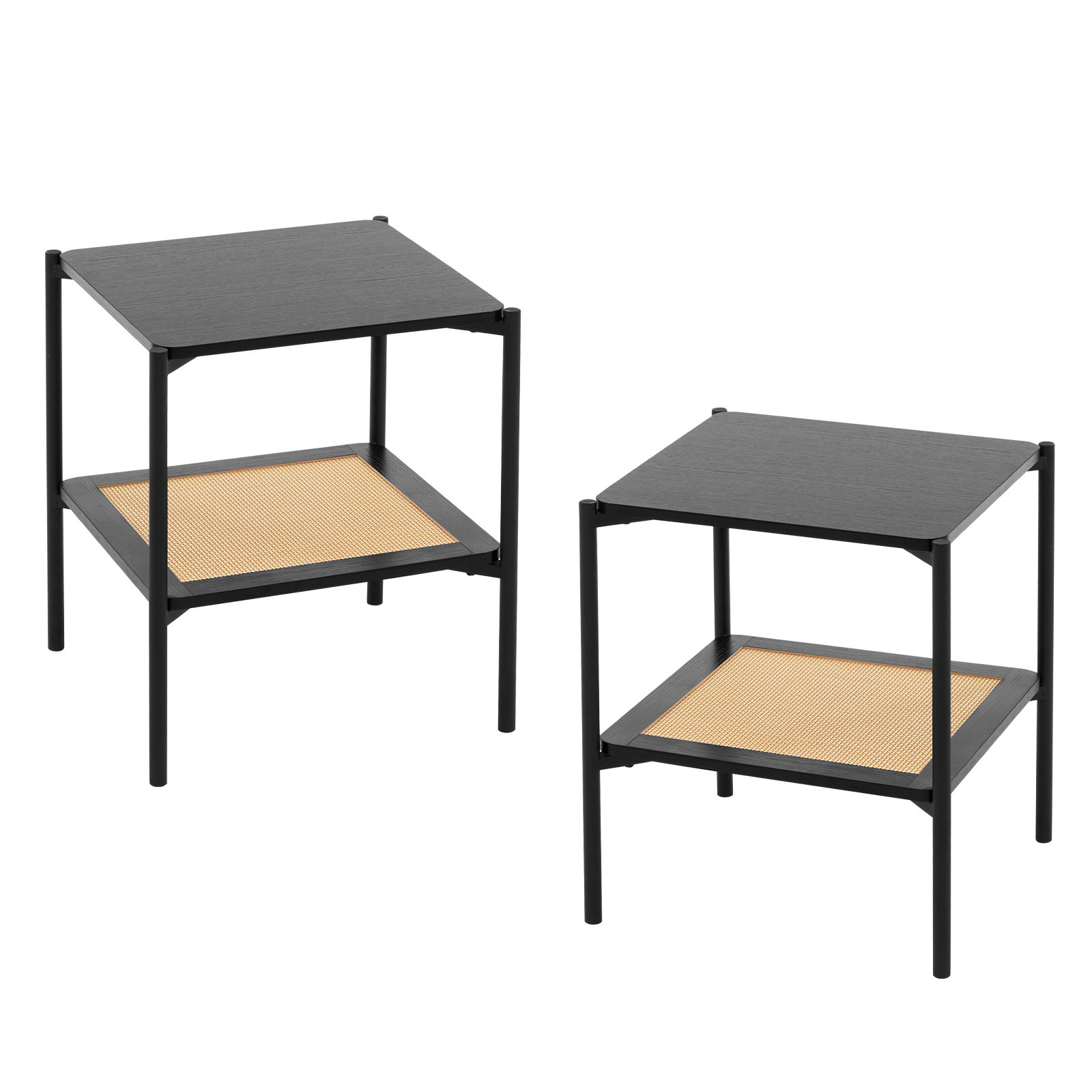 Bay Isle Home™ Set of 2 Square End Table With Rattan Storage Shelf ...