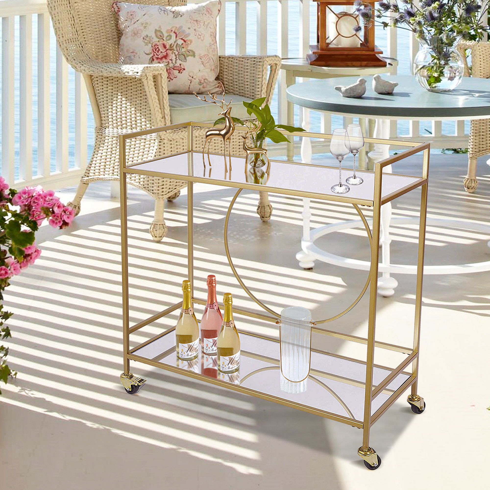 Mercer41 Mirror Rolling Bar Serving Cart & Reviews | Wayfair