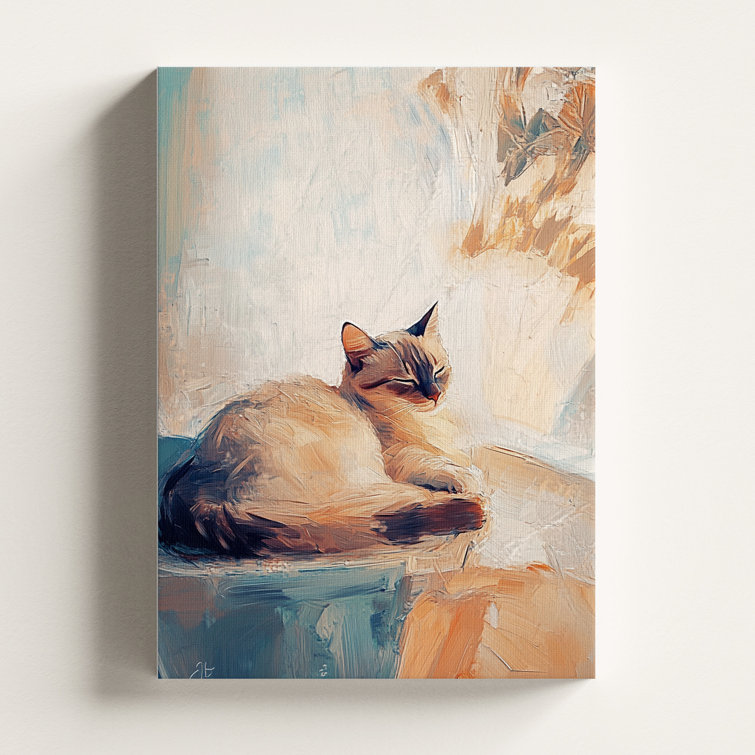 Lark Manor Soft Tones Cat Canvas Wall Art | Cozy Abstract Feline Decor ...