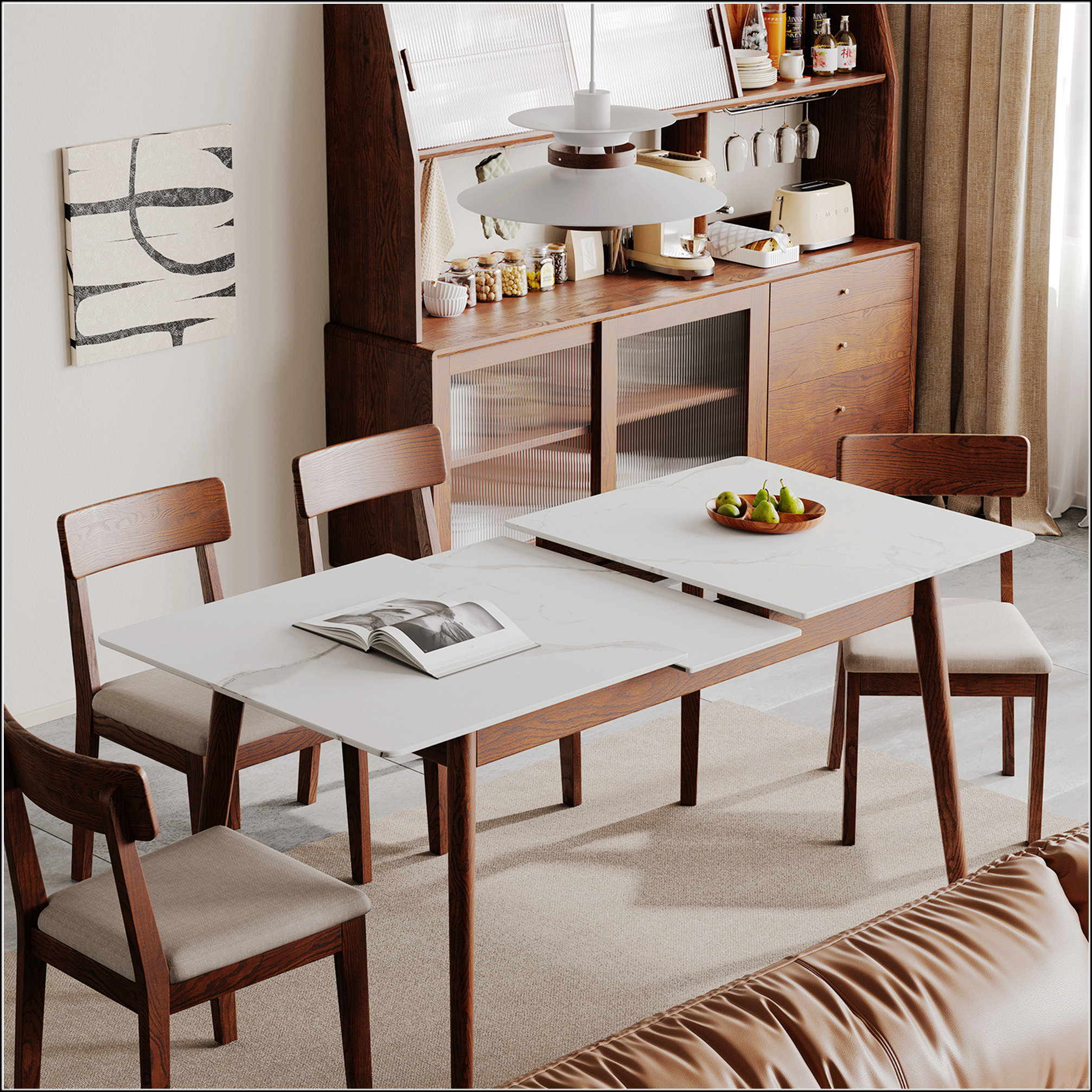 Corrigan Studio® Versatile Telescopic Dining Table With Sturdy ...