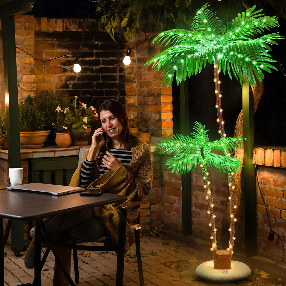 Bay Isle Home™ Solar Lighted Palm Trees For Outside Patio, Bar Pool ...