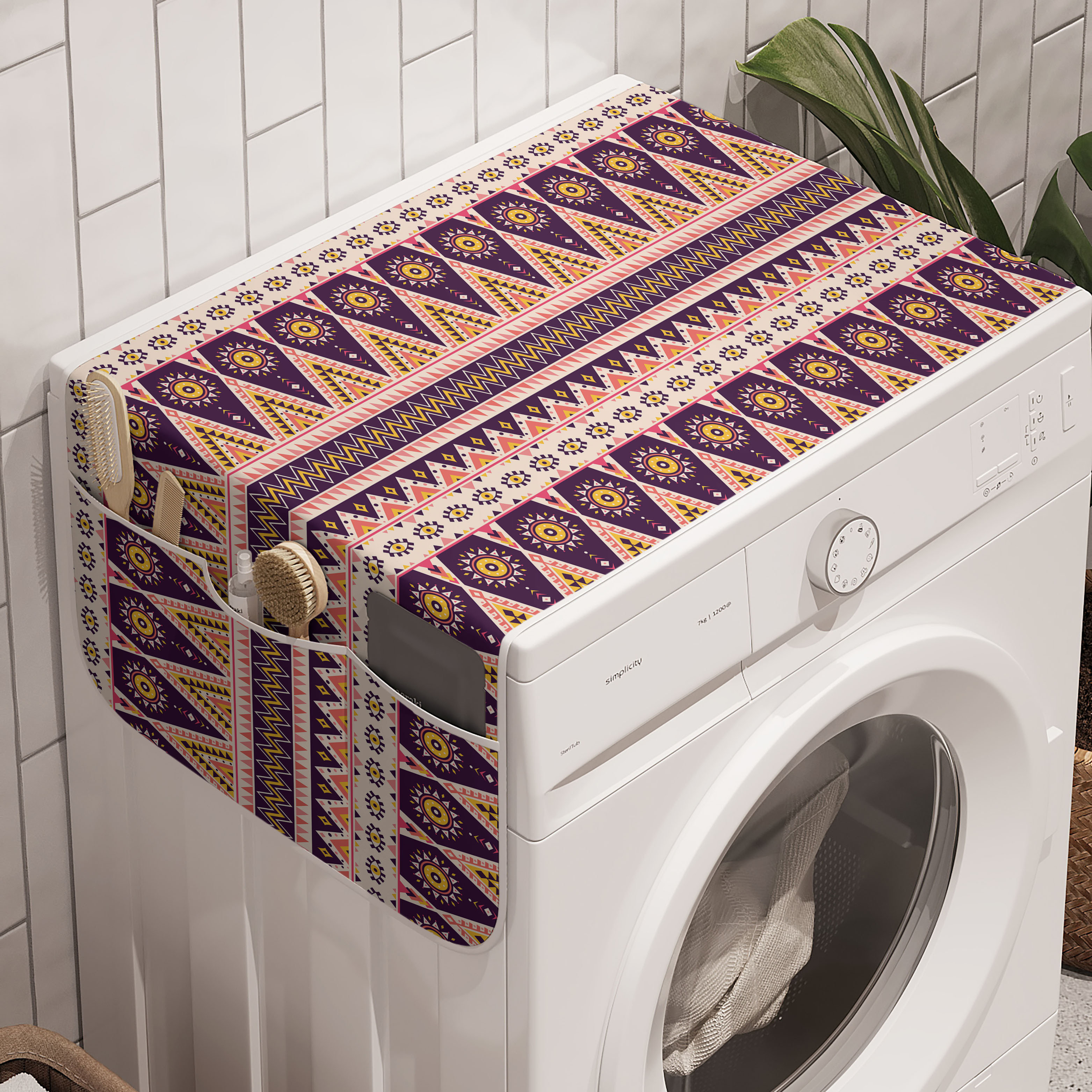 Ambesonne Mexican Washing Machine Organizer Pack of 2 47" x 18.5" Plum ...