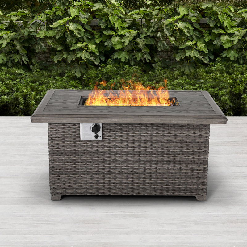 Latitude Run® Outdoor Aluminum Rattan Fire Pit Table | Wayfair