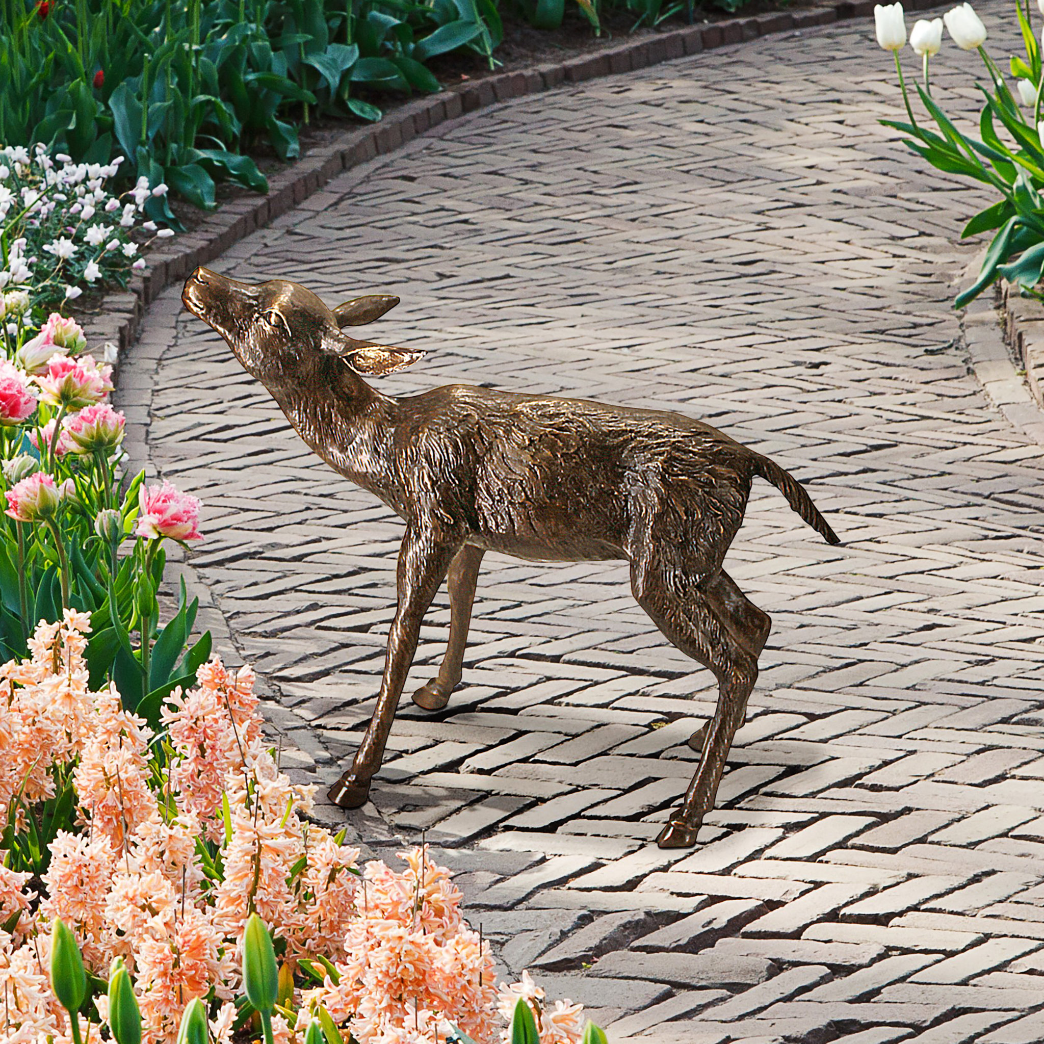 Design Toscano Standing Baby Fawn Deer Cast Bronze Garden Statue | Wayfair