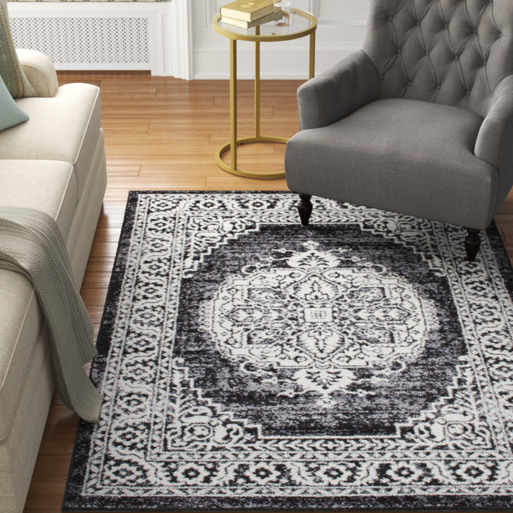 Astoria Grand Buchan Gothic Black Area Rug | Wayfair