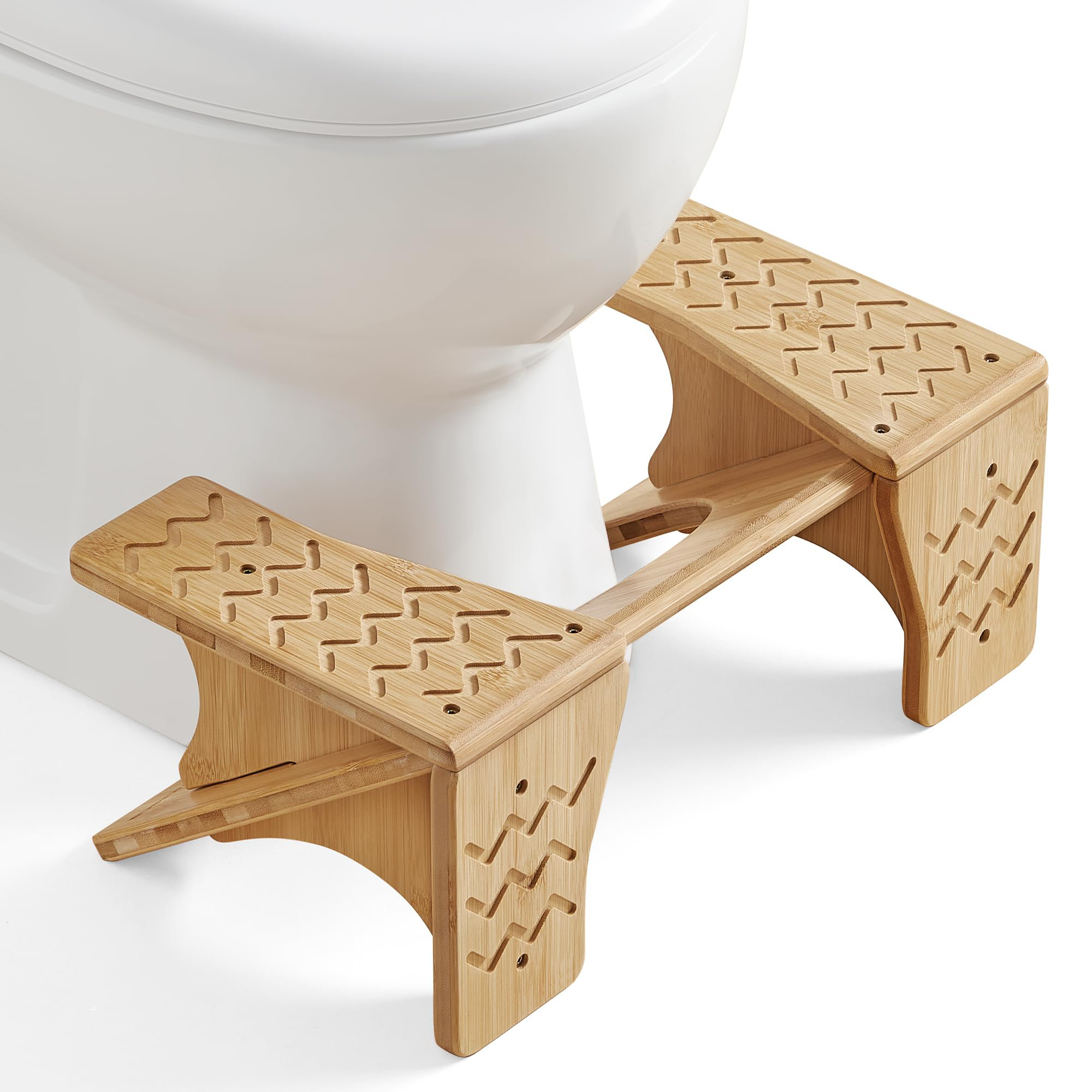 SHIRLEY'S OFFICE FURNITURE, LLC Bamboo Toilet Stool, Adjustable Poop ...